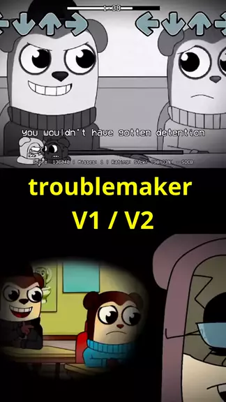 fnf mod:fnf mods troublemaker v1 vs v2